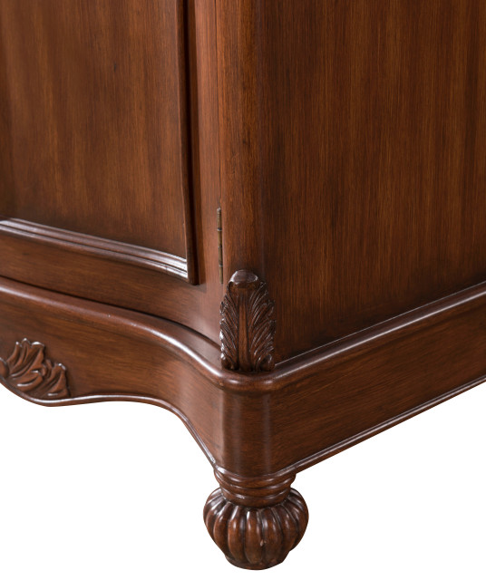 48" Single Bathroom Vanity, Teak Color With ivory white engineered ...