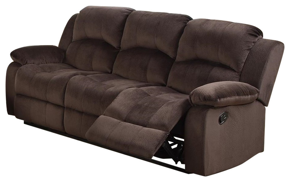 Plushy Solid Pine, Padded Suede & Plywood Reclining Sofa, Chocolate ...