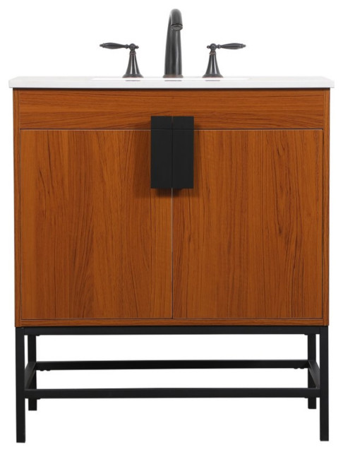 30" Single Bathroom Vanity, Teak - Transitional - Bathroom Vanities And ...