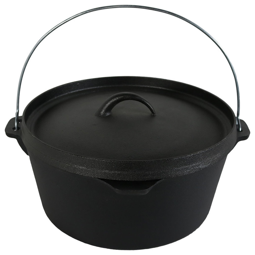 Sunnydaze Cast Iron Deep Dutch Oven Pre Seasoned - Large 12-Inch 8 ...