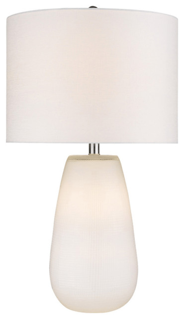 28" White Ceramic Column Table Lamp With White Drum Shade ...