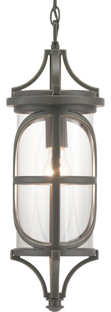 Progress Lighting Morrison 1-Light Hanging Lantern, Clear/Bronze ...