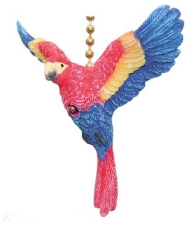 Tropical Red and Blue Macaw Parrot Bird Ceiling Fan or Light Pull ...