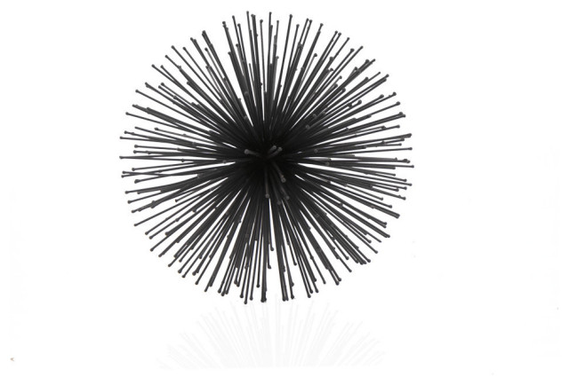 8" Black Metal Spiky Sphere - Midcentury - Decorative Objects And ...