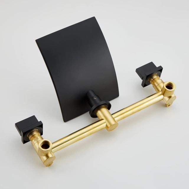 Modern Waterfall Bathtub Faucet With 2 Rectangular Handles ...