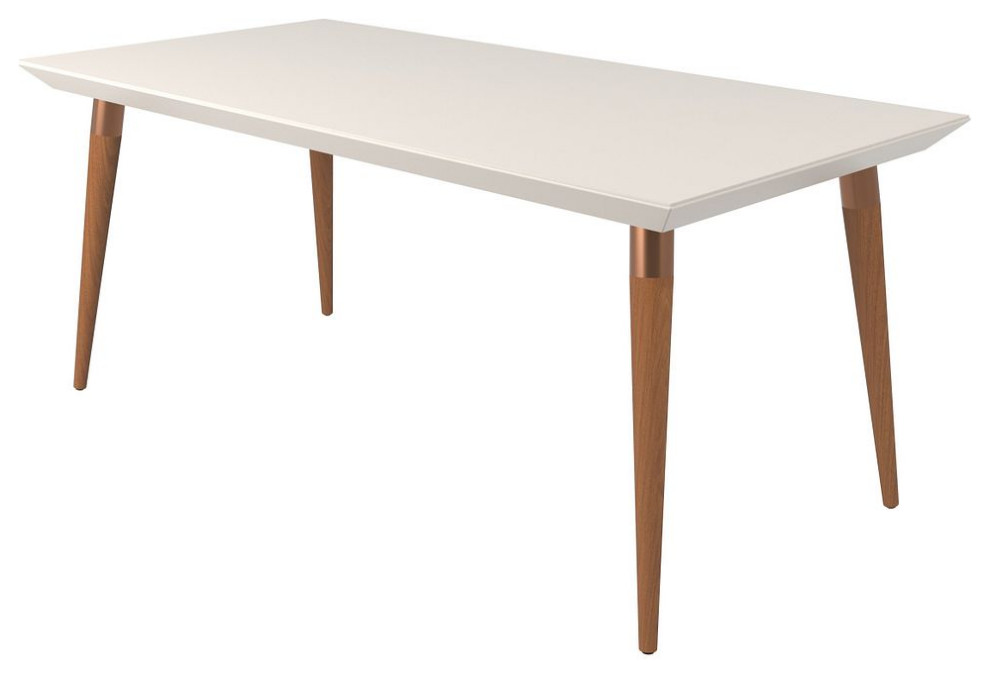 Utopia 70.86" Dining Table, White Gloss and Maple Cream - Midcentury ...