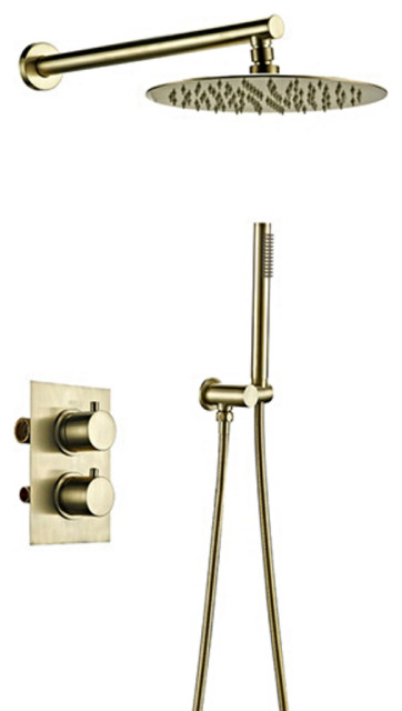 Wasser Solid Brass Complete Shower System, 8" Rain Shower Head ...