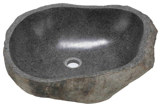 Bare Decor Rio Sink, Natural River Stone/Gray - Traditional - Bathroom ...