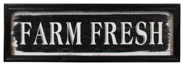 FARM FRESH Printed Rectangular Wood Wall Art, Set of 2, Black and White ...