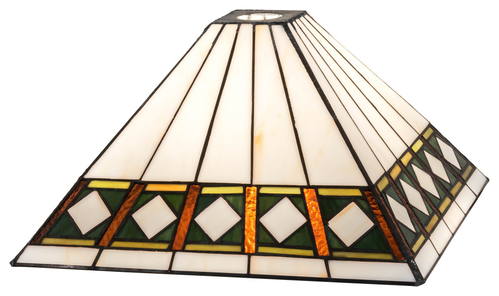 14 Square Diamond Band Mission Shade - Craftsman - Lighting Globes And ...