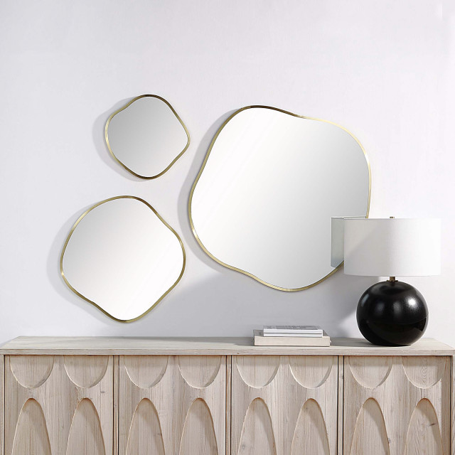 Nucleus Set Of 3 Framed Decorative Mirrors - Contemporary - Wall ...