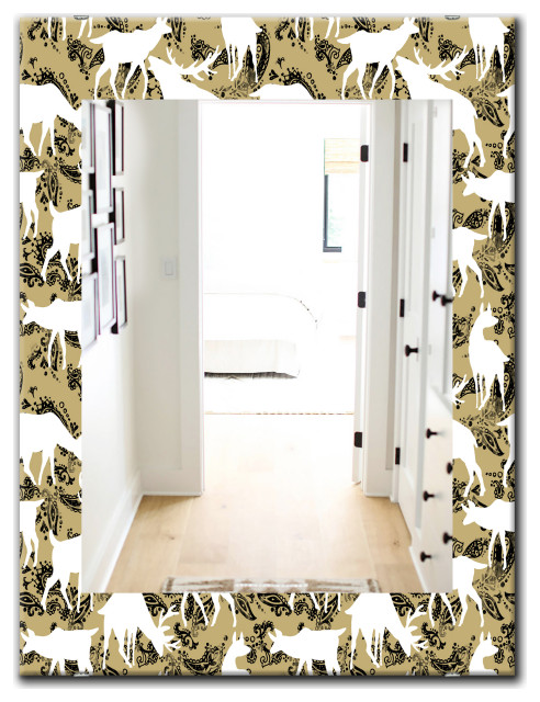 Designart Wild Animals Pattern Farmhouse Frameless Vanity Mirror, 28x40 ...