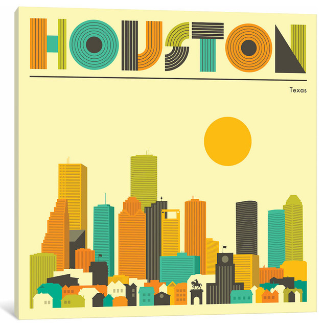 "Houston Skyline" by Jazzberry Blue Canvas Print, 12"x12"x0.75 ...