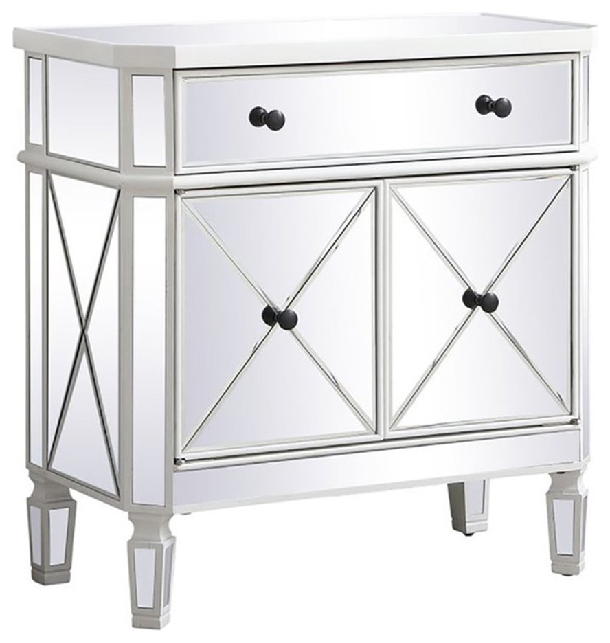 Elegant Decor Contempo 32" Metal and MDF Mirrored Cabinet in Antique ...