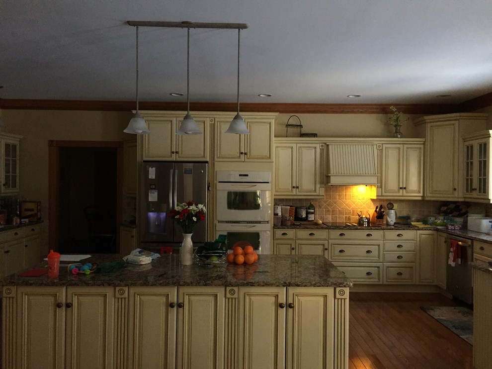 North facing kitchen with buttercream cabinets