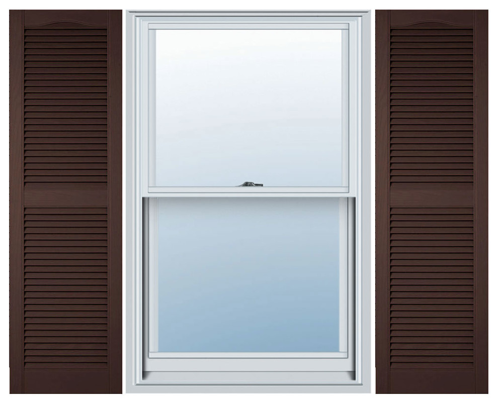 Mid-America, Cathedral Top Mullion, Open Louver Shutters, Federal Brown ...