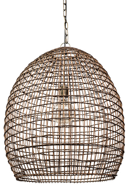 Aruba Medium Brown Woven Straw Pendant Light - Tropical - Pendant ...