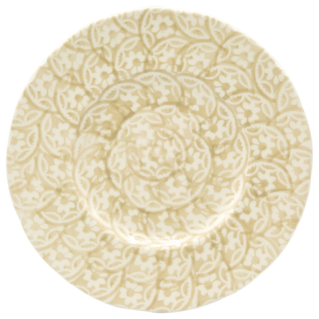 Chloe 4 Piece Floral Accent Dessert Plate Set, Beige - Contemporary ...