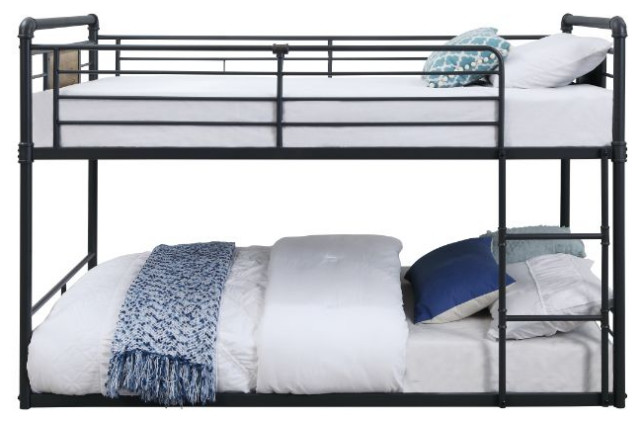 Rosemary Metal Bunk Bed, Antique Oak, Black & Dark Bronze Hand-Brush ...