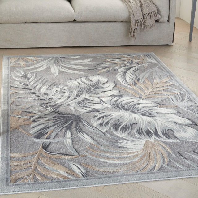 Nourison Seaside Sds01 Tropical Rug, Gray, 5'3"x7'3" - Tropical - Area ...