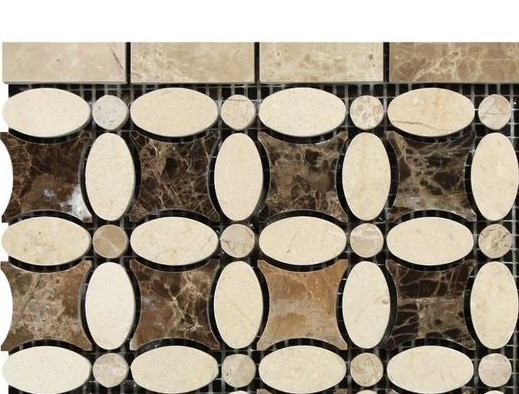 Crema Marfil Marble Polished Florida Flower Border Listello w ...