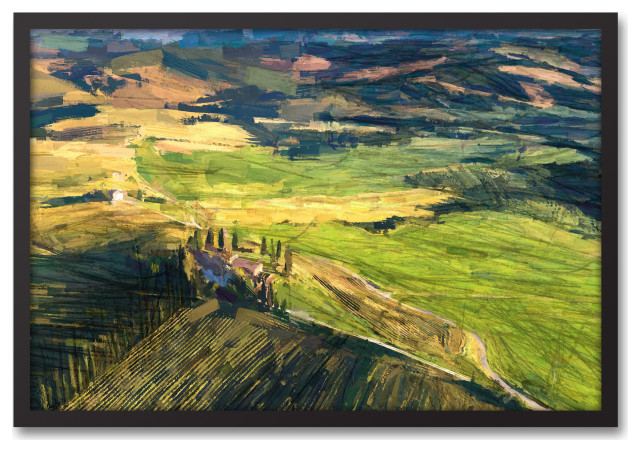 Abstract Landscape 30x20 Black Framed Canvas - Contemporary - Prints ...