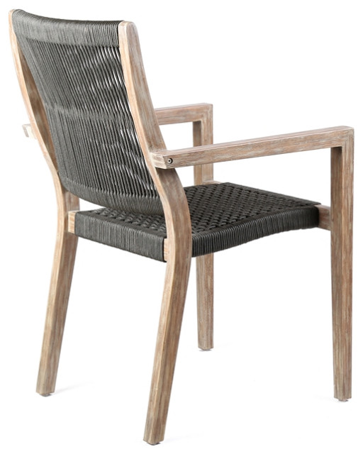 Armen Living Madsen Wood Outdoor Patio Arm Chair in Dark Gray/Natural ...