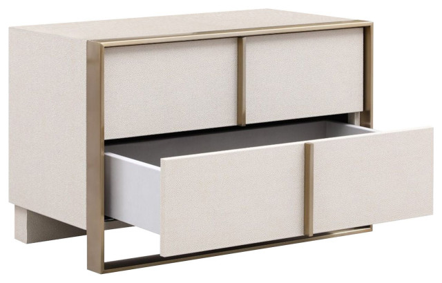 Nova Domus Cartier - Modern Beige Shagreen and Brushed Brass Nightstand - Contemporary ...