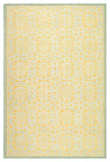Cambridge Blue/Yellow Area Rug CAM234A, 6' x 6' Square - Area Rugs - by ...