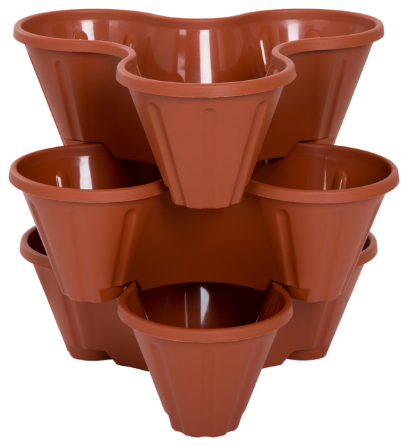 Stacking Flower Pot Tower- Space Saving Set of 3 by Pure Garden ...