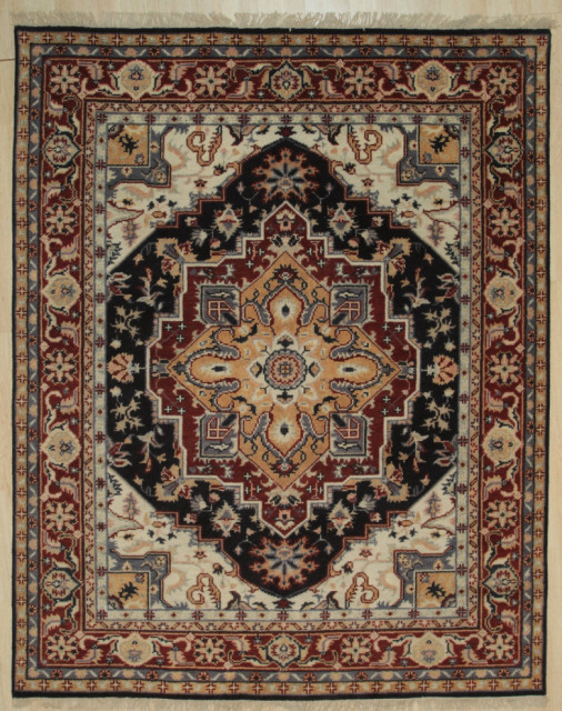 Navy Traditional Medallion Heriz Weave Area Rug, 8'x10' - Mediterranean ...