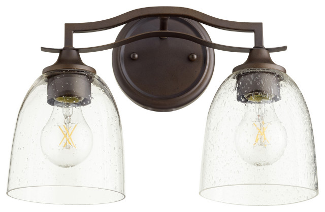 Quorum Jardin 2-Light 10" Bathroom Vanity Light in Oiled Bronze with ...