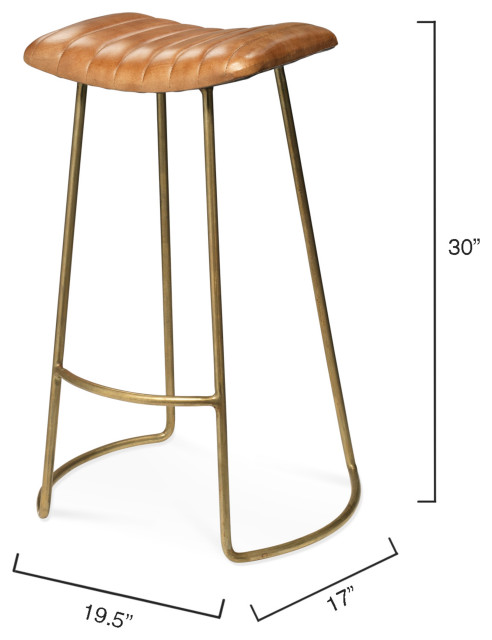 Luke Brown Buffalo Leather Metal Bar Stool Without Back - Contemporary ...
