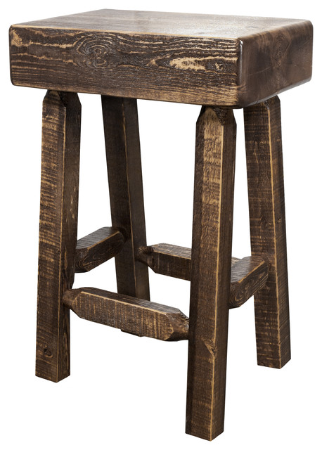 Homestead Counter Height Half Log Bar Stool, Stain and Lacquer Finish ...