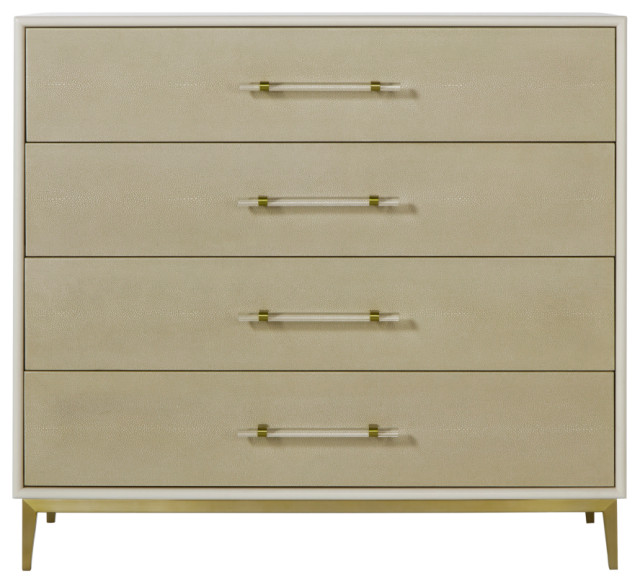Ivory Shagreen Four Drawer Chest, Andrew Martin Alice - Contemporary ...
