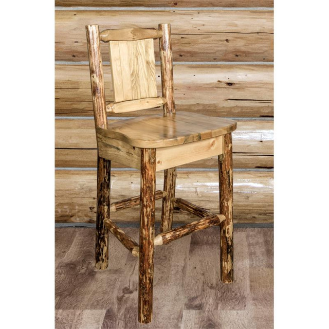 Montana Woodworks Glacier Country 30" Barstool with Moose Design in ...