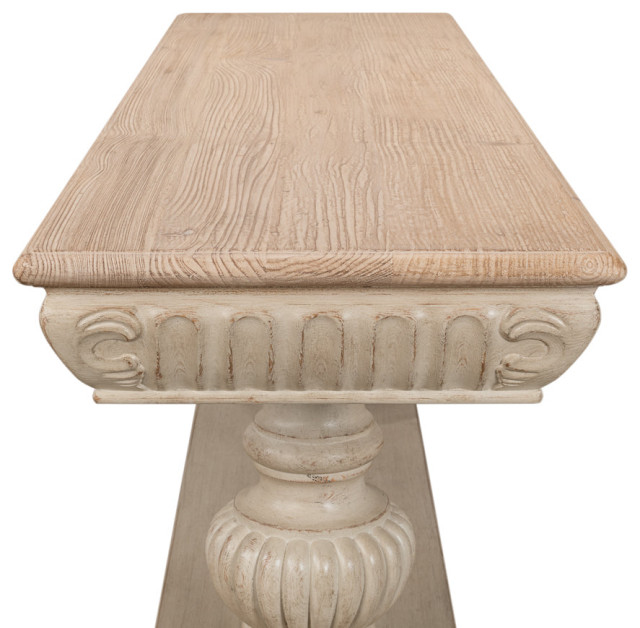 Hugo Console Table With Storage Stone Gray With Natural Top - French ...