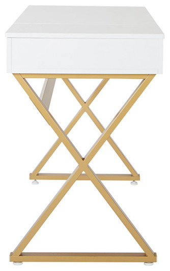 Juliette Vanity With White Top and Gold Legs - Contemporary - Desks And ...
