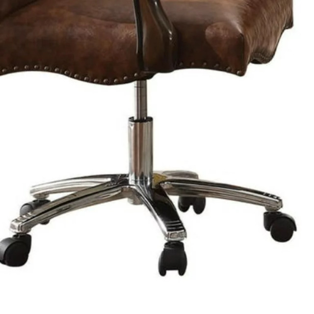 Classic Office Chair, Button Tufted Backrest & Nailhead Trim, Cherry ...