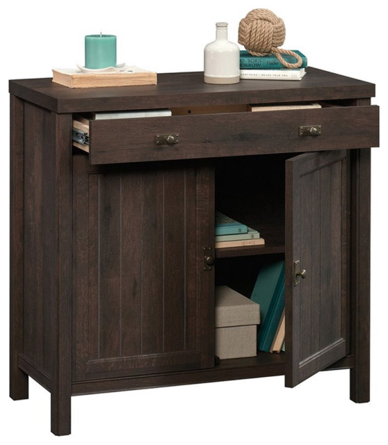 Sauder Costa Engineered Wood Library Base Cabinet in Coffee Oak Finish ...