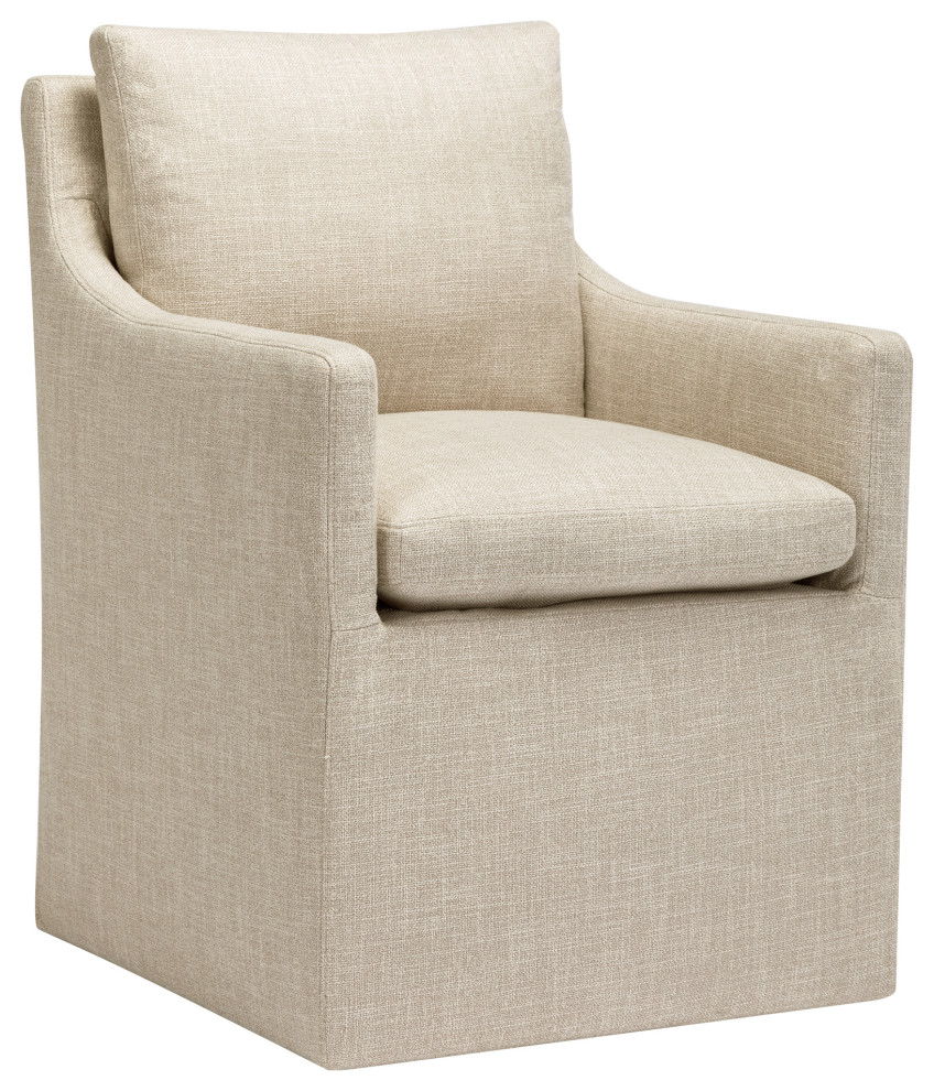 Linen Upholstered Swivel Dining Accent Chair - Transitional - Dining ...