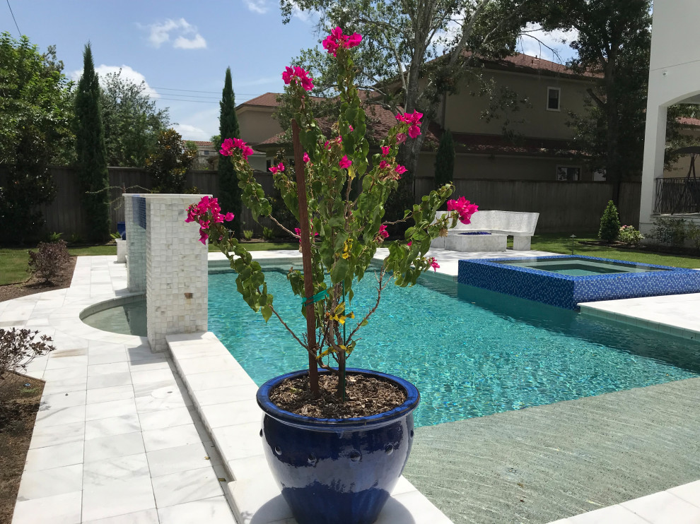 Just a splash of color for this beautiful pool setting - Pool - Houston ...