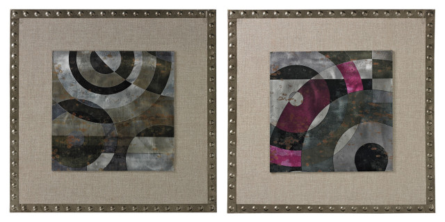 Set of 2 Framed Abstract Art Print on Aluminum Metal Wall Art for ...