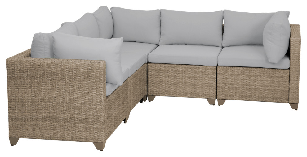 Maui 5-piece Outdoor Modular Conversation Set, 3 Corner Sofa Seats ...