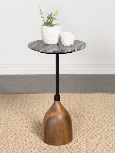 Ophelia Round Marble Top Side Table Black - Transitional - Side Tables ...