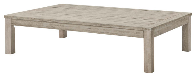 Lounge Coffee Table, Rectangular, Wood, Gray, Modern, Outdoor Patio ...