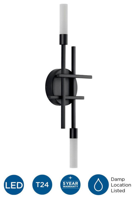 Quadrant LED 2-Light Matte Black Frosted Glass Modern Wall or Ceiling ...