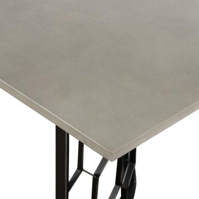 Solange Concrete and Black Metal Rectangular Dining Table ...