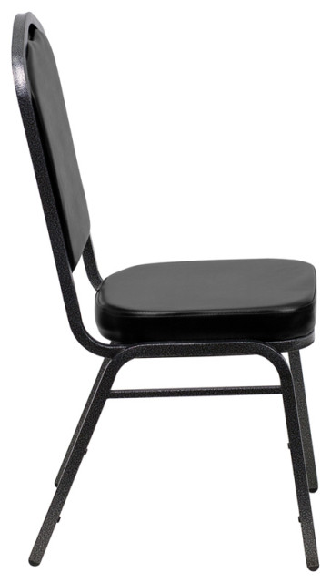 HERCULES Crown Back Stacking Banquet Chair in Black Vinyl - Silver Vein ...