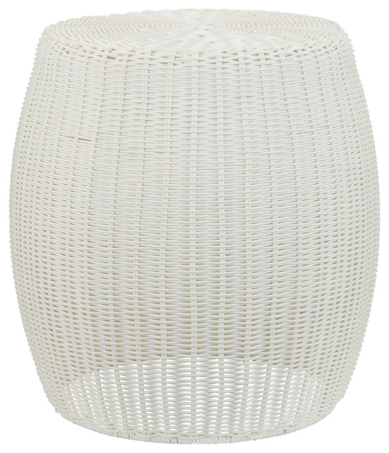 Handwoven Resin Barrel Side Table - Contemporary - Outdoor Side Tables ...